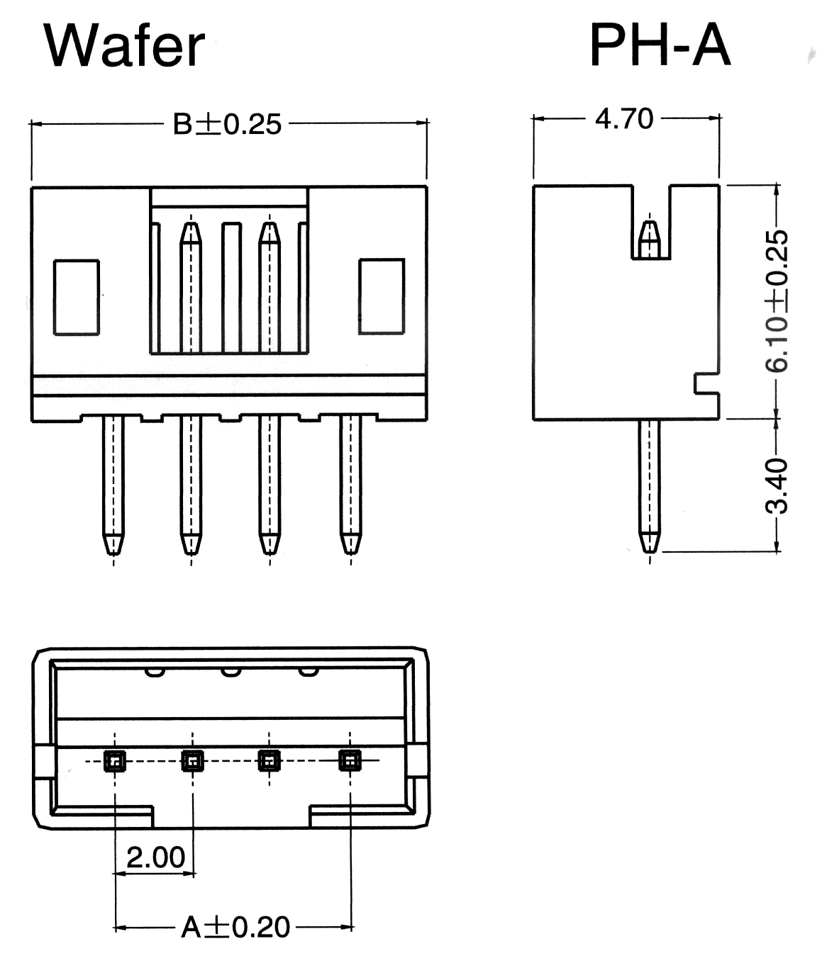 Серия A2001(PH) - однорядные розетка на кабель и 3 вида вилок на плату : Шаг 2,0 мм : Разъемы ...