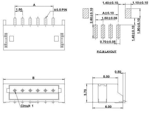 Разъемы кабель-плата, Шаг 1,5 мм, A1501, ZH, ZHR, ZR, TF :: ДАРТ Электроникс