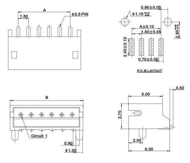 Разъемы кабель-плата, Шаг 1,5 мм, A1501, ZH, ZHR, ZR, TF :: ДАРТ Электроникс